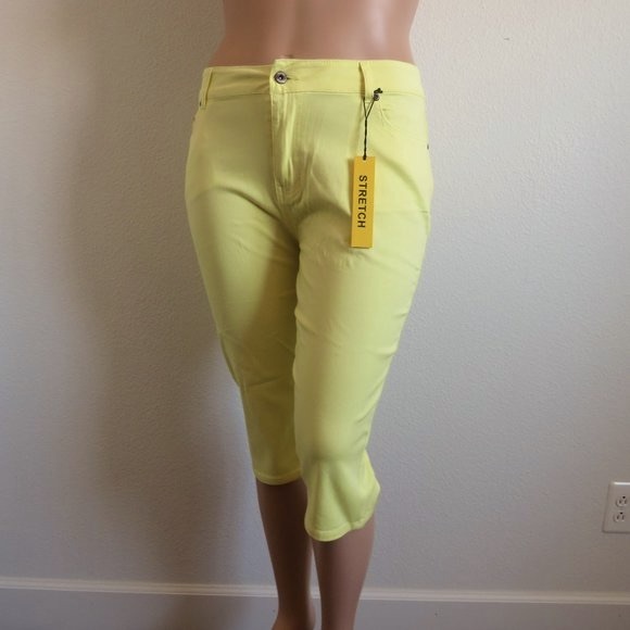Nova | Jeans | Nova Jeans Womens Capri Cropped Stretch Yellow Denim ...